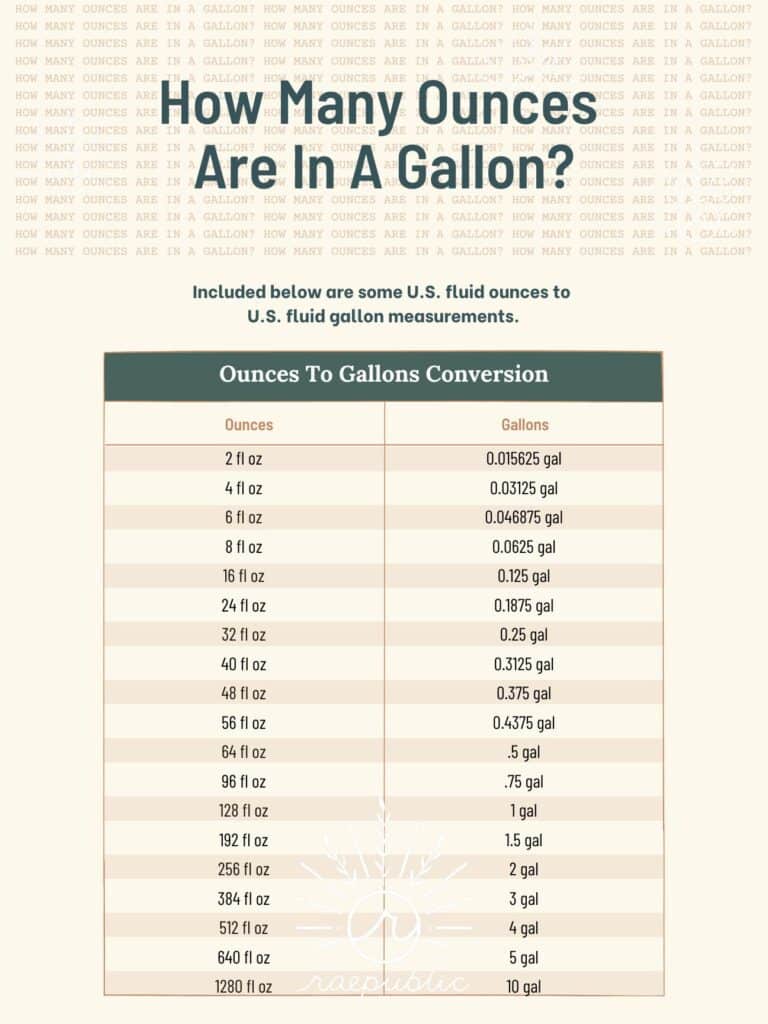 How Many Ounces In A Gallon? (+ Free Conversion Guide!) - Raepublic